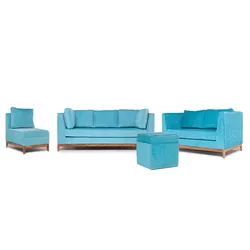 Brooklyn 3+2+1 Seater + ottoman Blue on Rent in Bangalore | RentoMojo.com