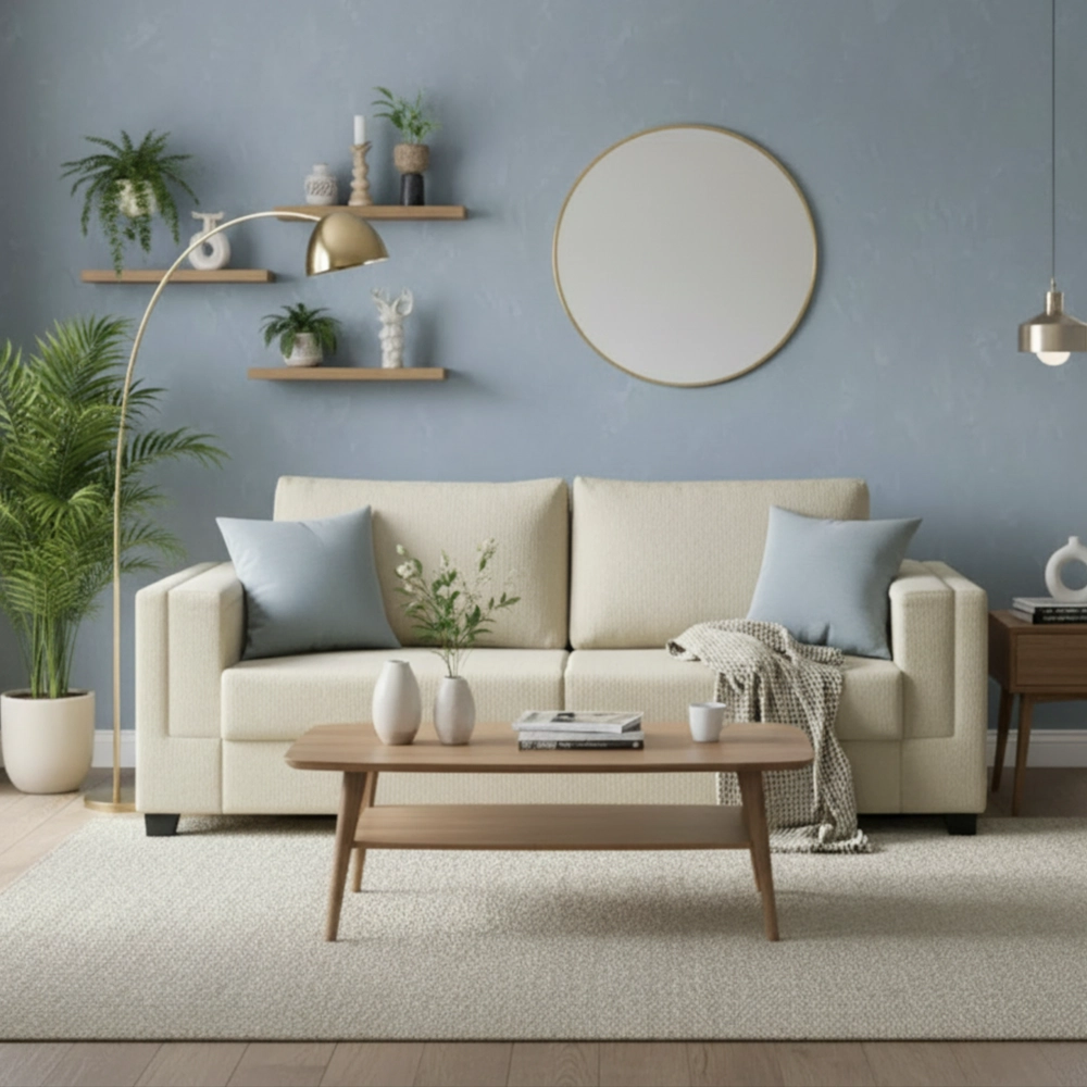 Regina Low Height 3-Seater Sofa (White) on Rent in Pune | RentoMojo.com