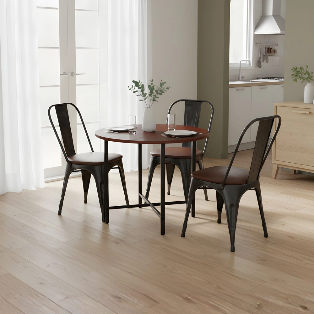 Poise 3 Seater Dining Table & Chairs - Solid Wood & Metal on Rent in ...