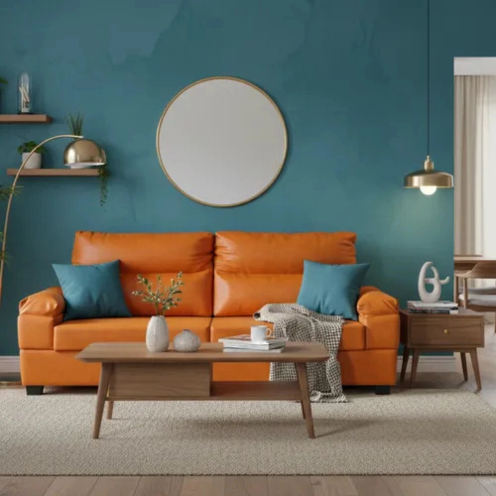 Roma 3 Seater Sofa (Tan Brown) on Rent in Pune | RentoMojo.com