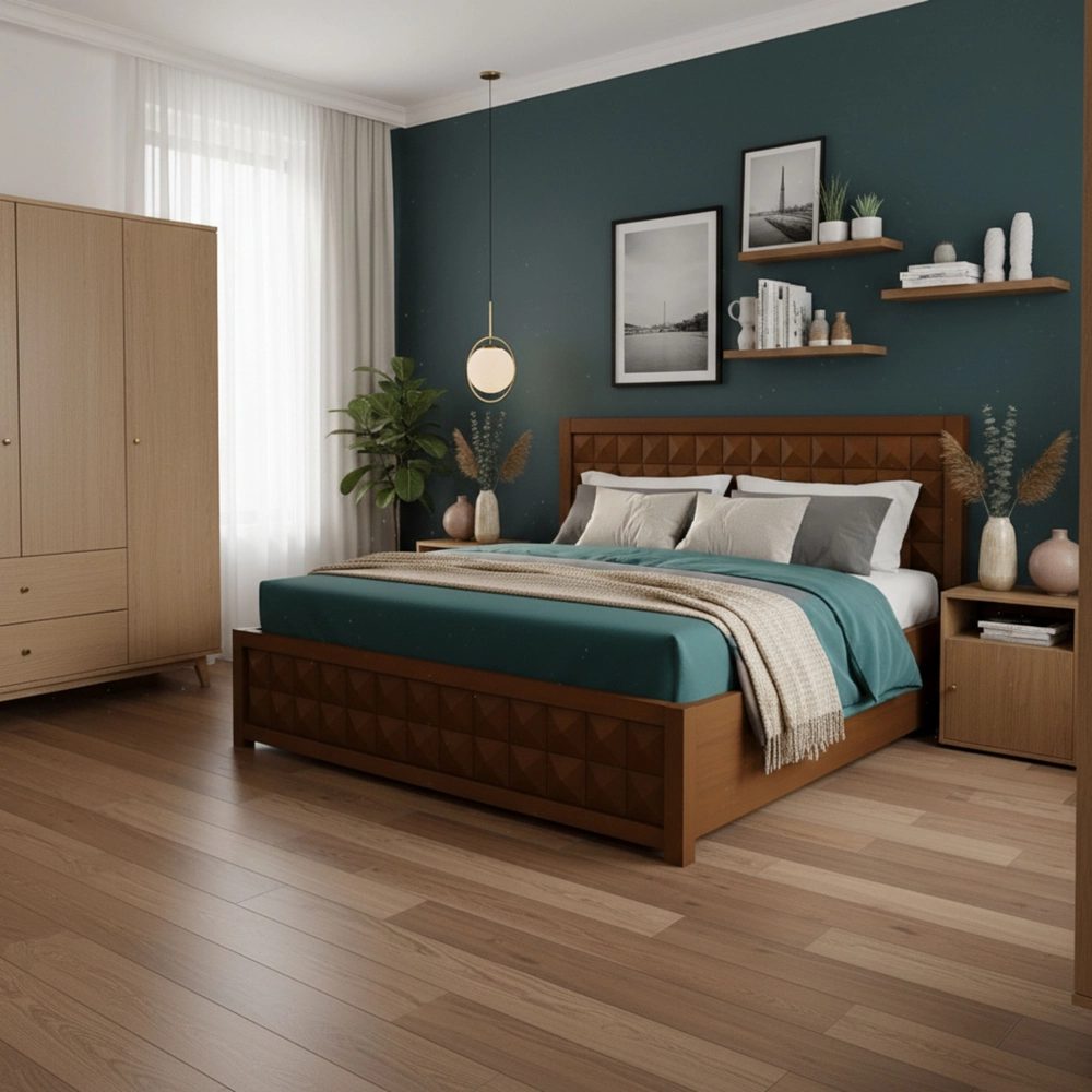 Marley Solid Wood Queen Bed (6x5) on Rent in Hyderabad | RentoMojo.com