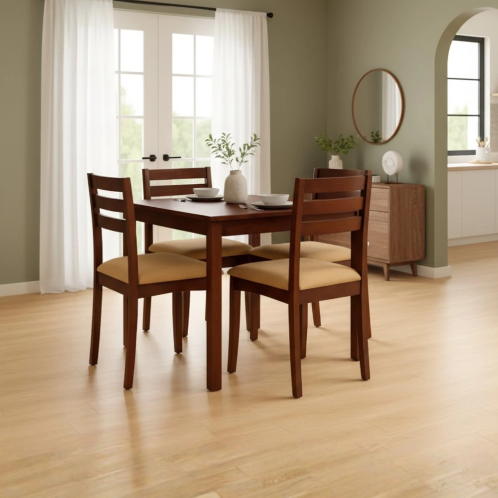 Michelle Solid Wood 4-Seater Dining Table & Chairs on Rent in Hyderabad ...