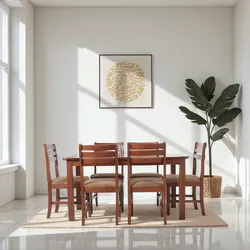 Tyler 6-Seater Dining Table & Chairs on Rent in Kochi | RentoMojo.com