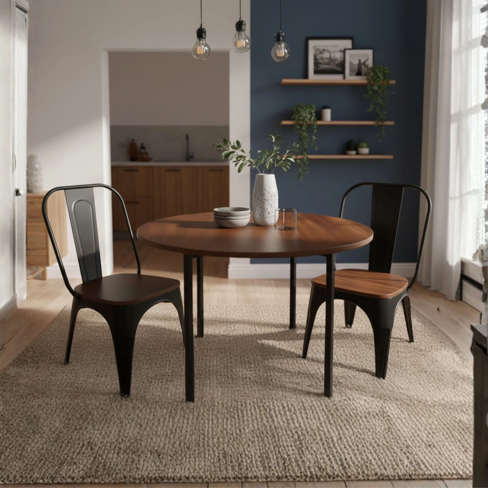 Poise 2-Seater Dining Table & Chairs - Solid Wood & Metal on Rent in ...