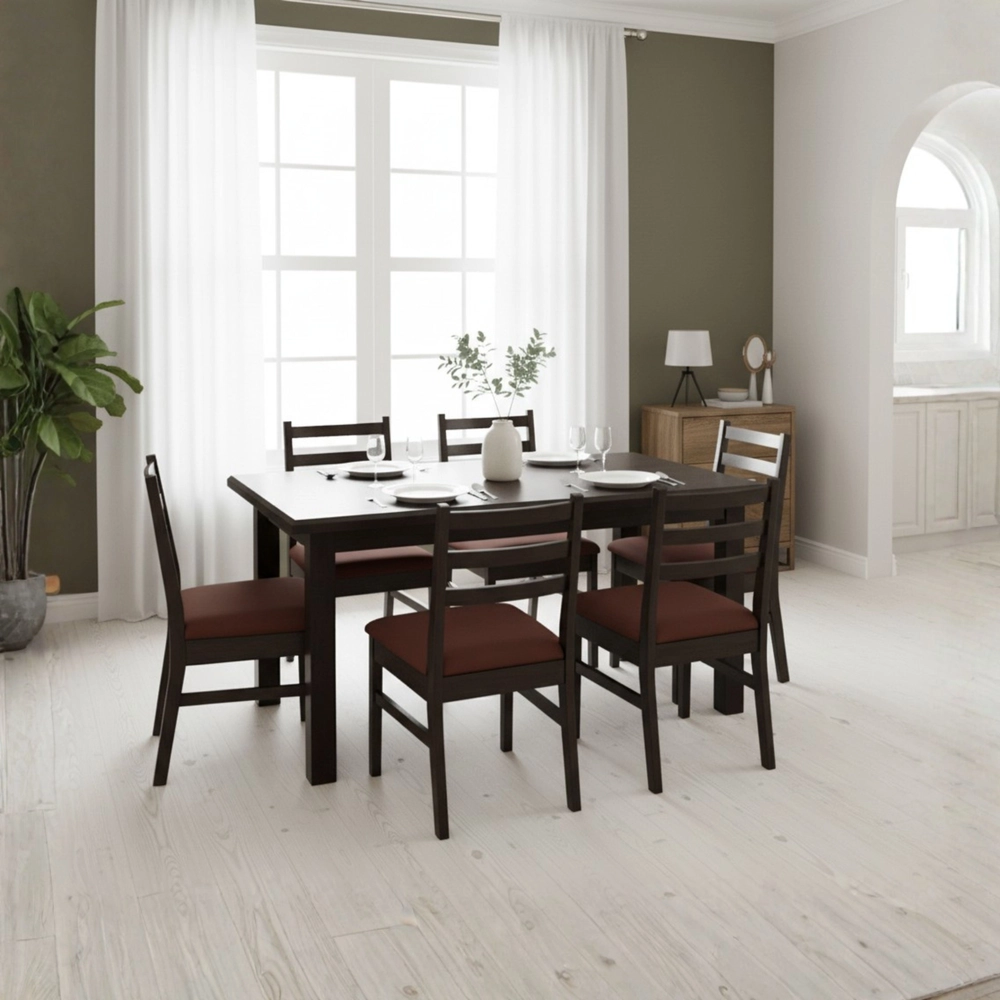 Gordon Solid Wood 6-Seater Dining Table & Chairs on Rent in Noida ...