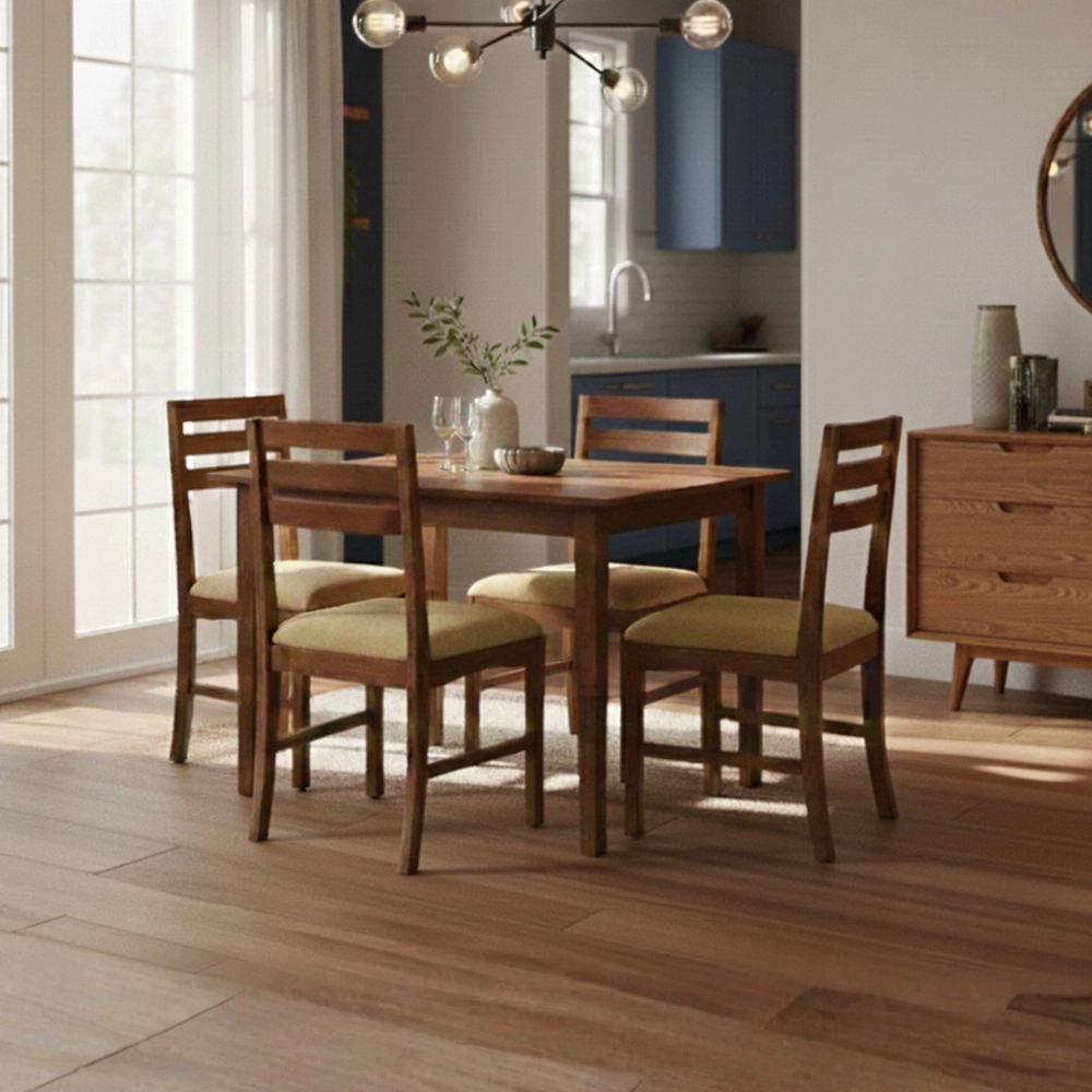Tyler Solid Wood 4-Seater Dining Table & Chairs on Rent in Bangalore ...