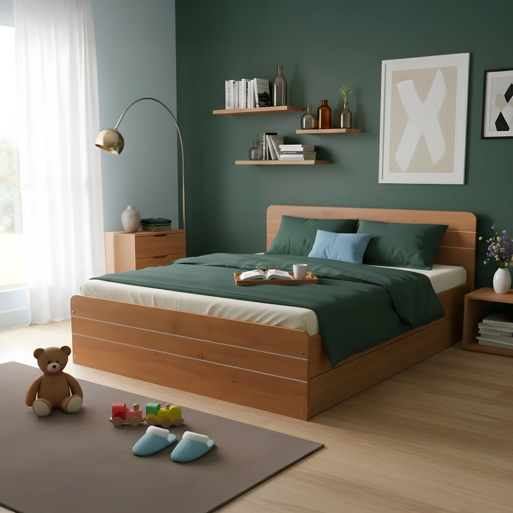 Miller Engineered Wood With Storage Queen Bed with 4 inch Premium ...